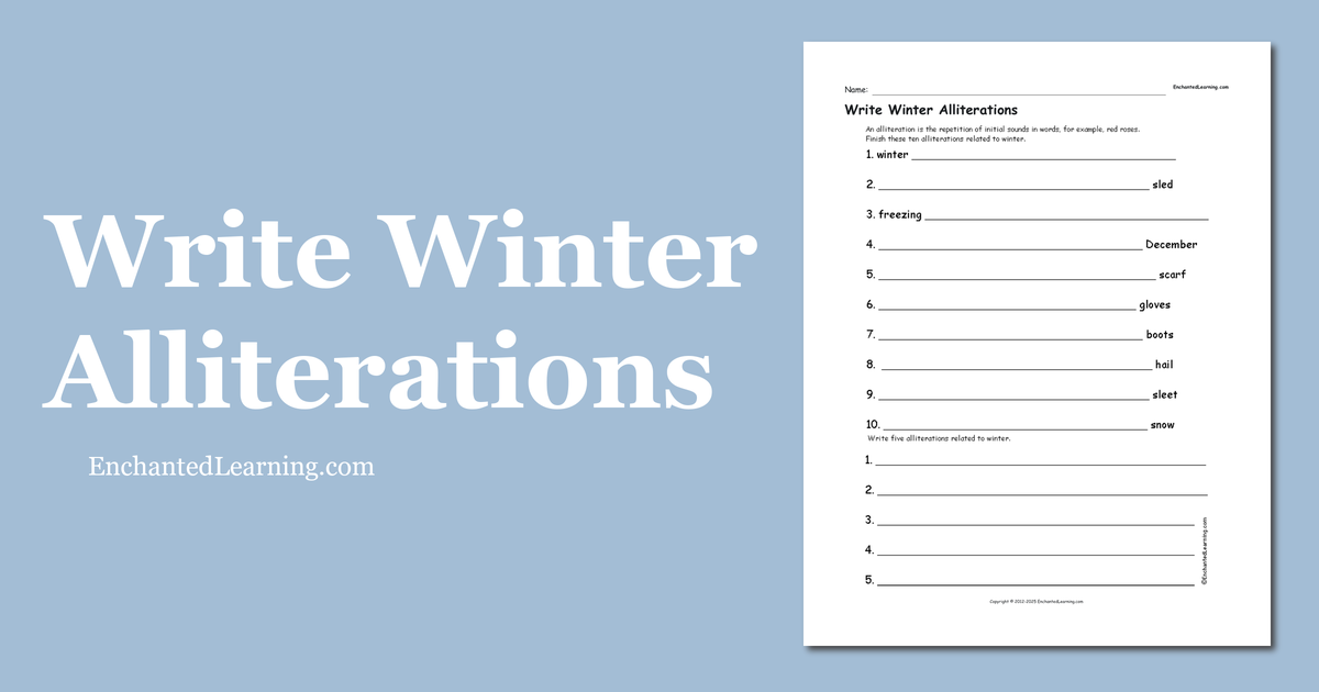 Write Winter Alliterations - Enchanted Learning