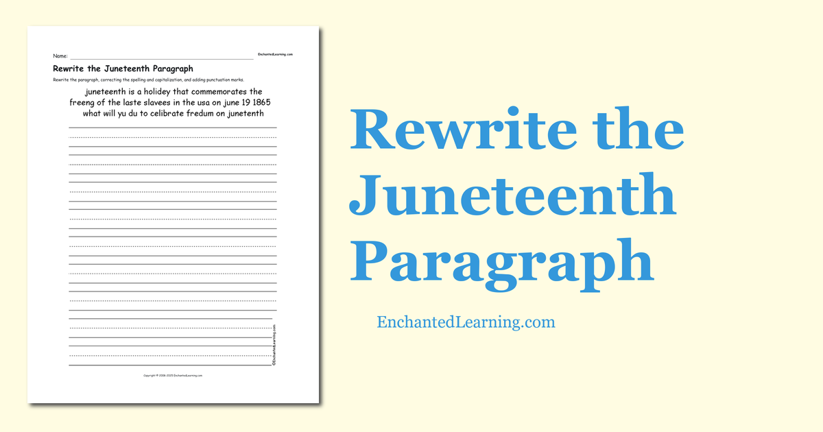 Rewrite the Juneteenth Paragraph - Enchanted Learning