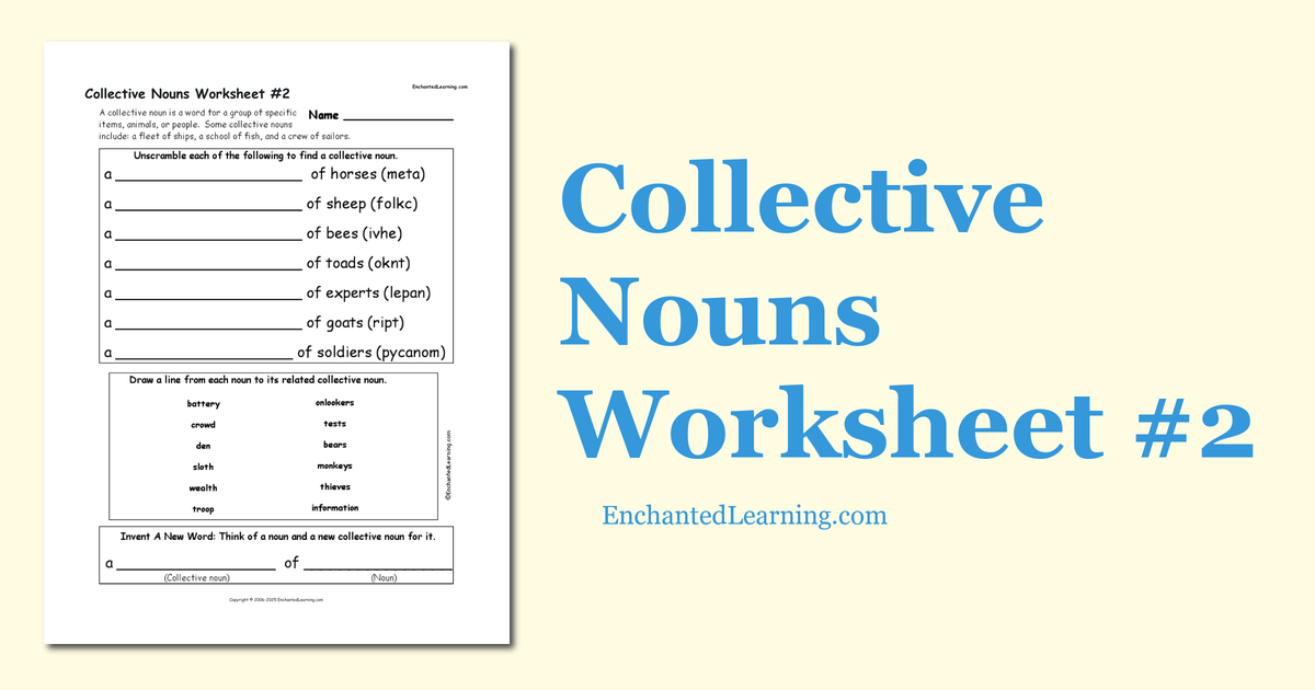 Collective Nouns Worksheet Collective Nouns Worksheets