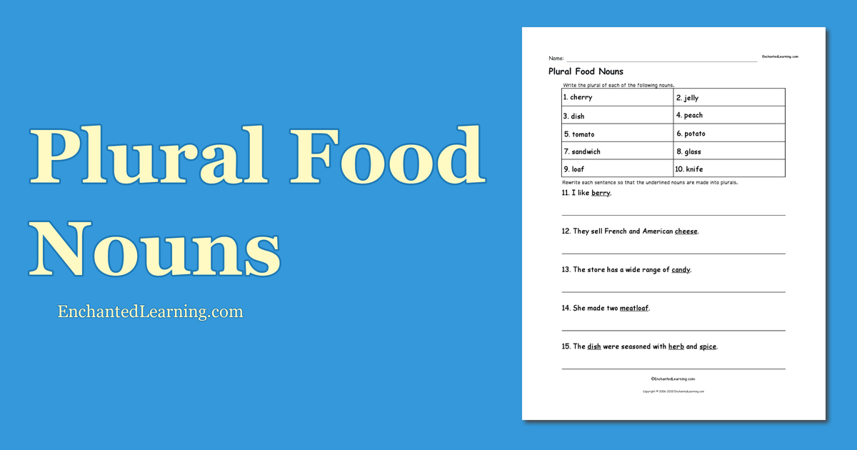 Plural Food Nouns - Enchanted Learning