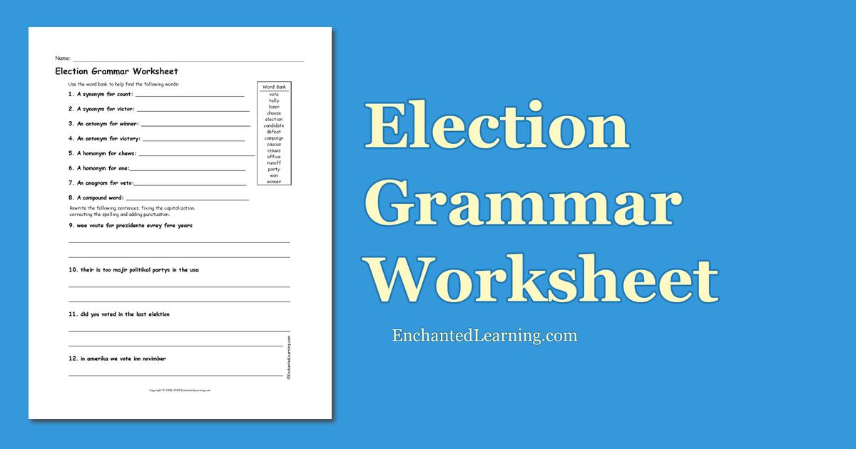 Election Grammar Worksheet - Enchanted Learning