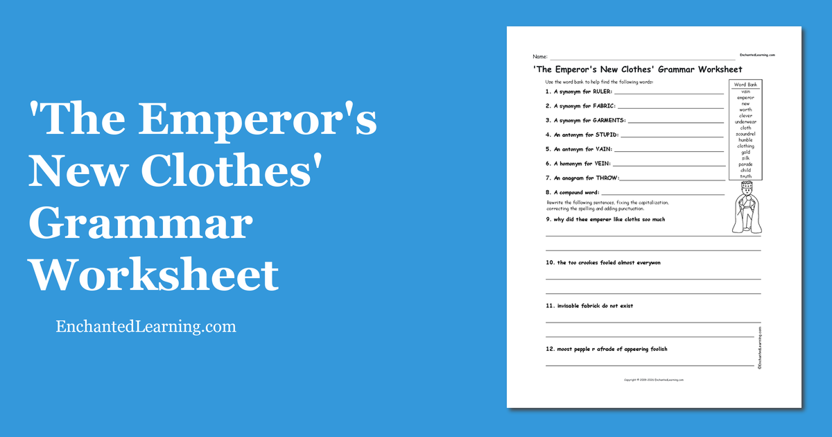 'The Emperor's New Clothes' Grammar Worksheet - Enchanted Learning