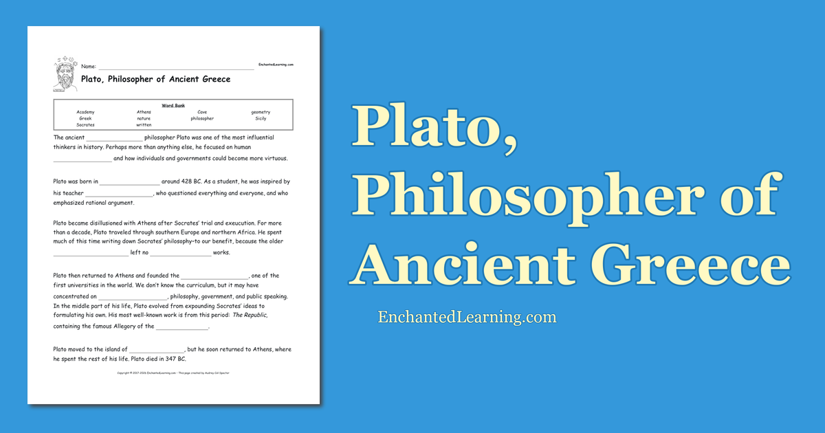 Plato Cloze Worksheet - Enchanted Learning