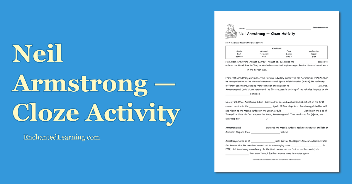 Neil Armstrong — Cloze Activity - Enchanted Learning