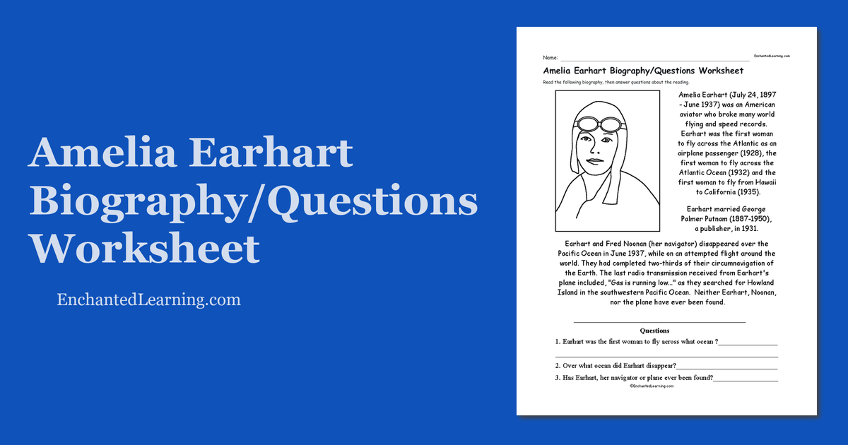 Amelia Earhart Worksheets