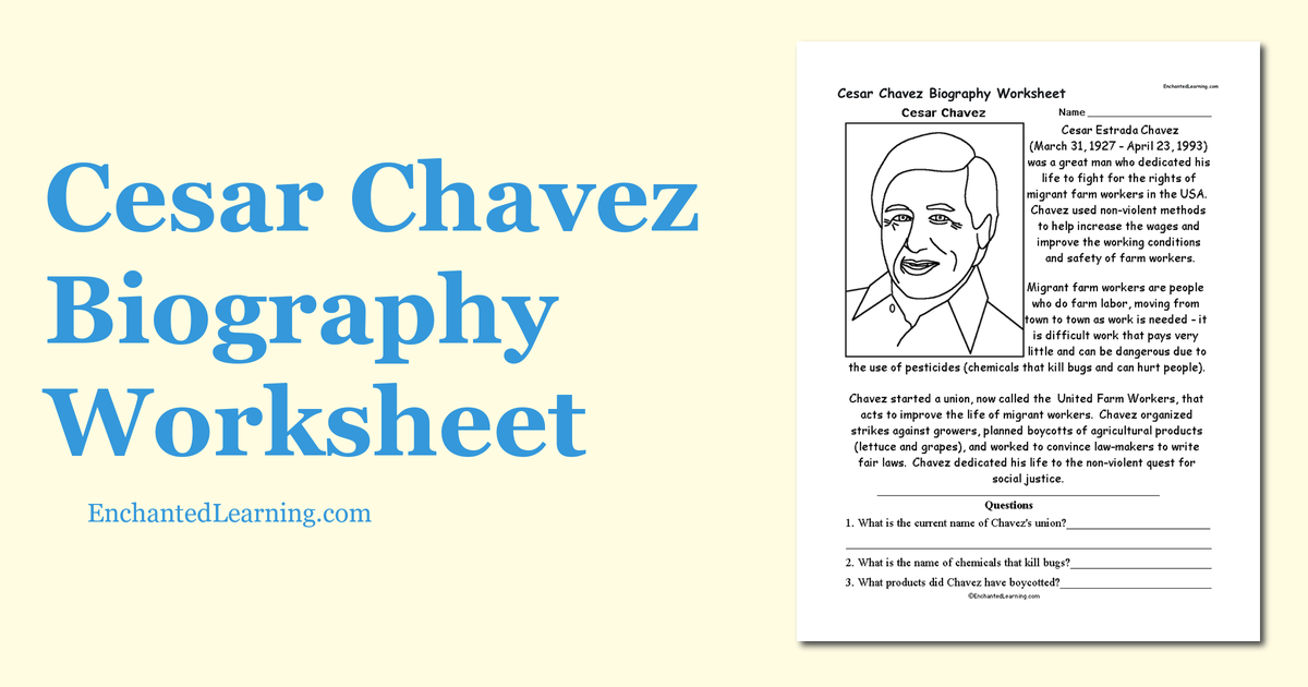 Cesar Chavez Worksheet Pdf