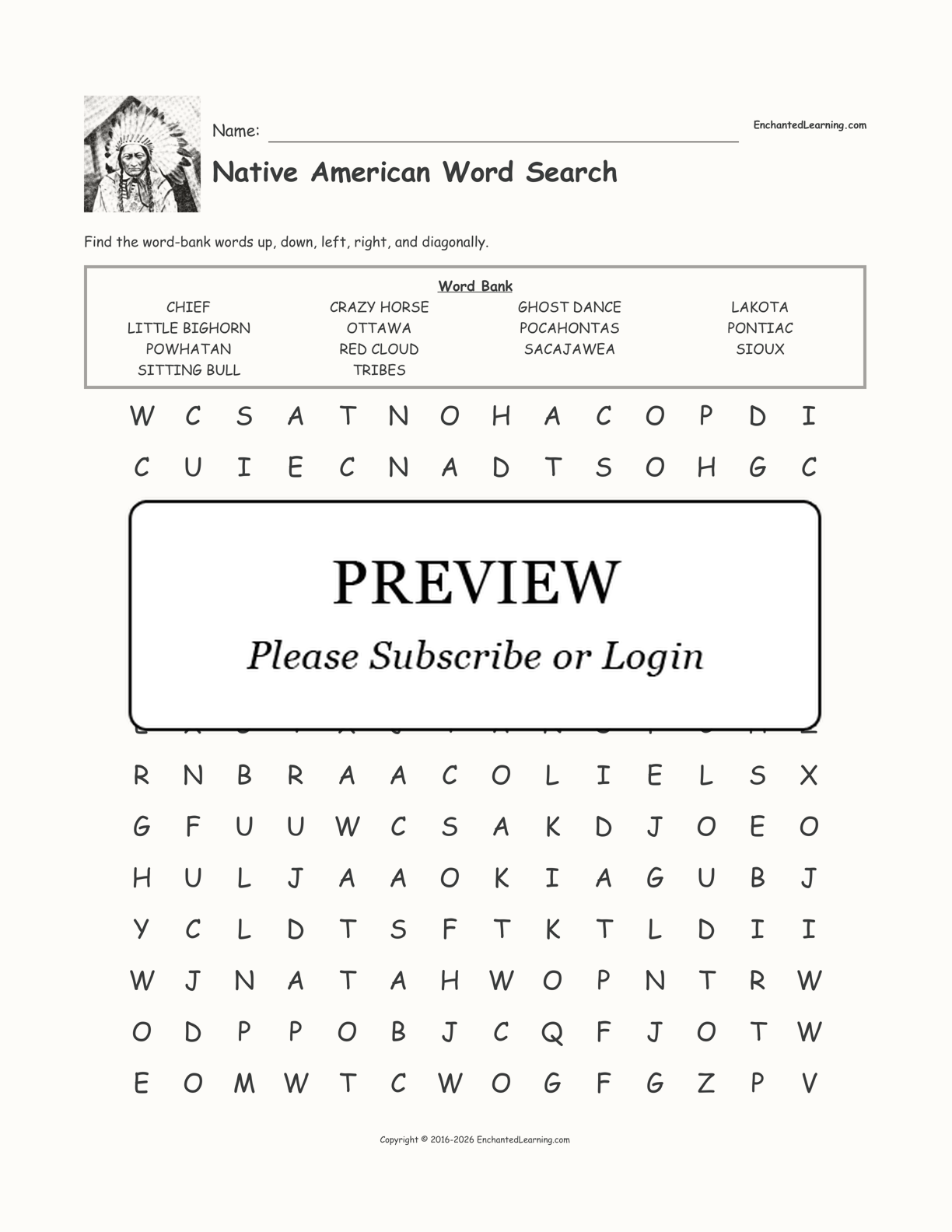 Native American Word Search Enchanted Learning