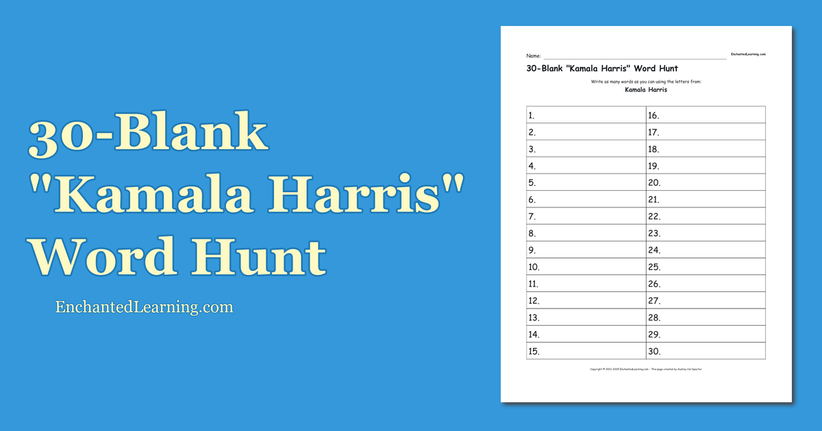30-Blank "Kamala Harris" Word Hunt - Enchanted Learning