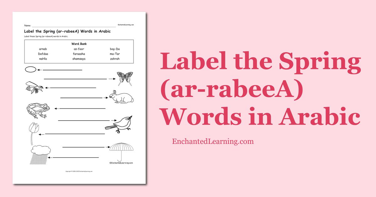 Label the Spring Words in Arabic - Enchanted Learning