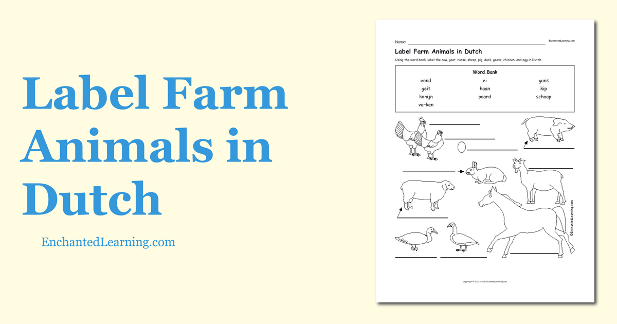 Label Farm Animals in Dutch - Enchanted Learning