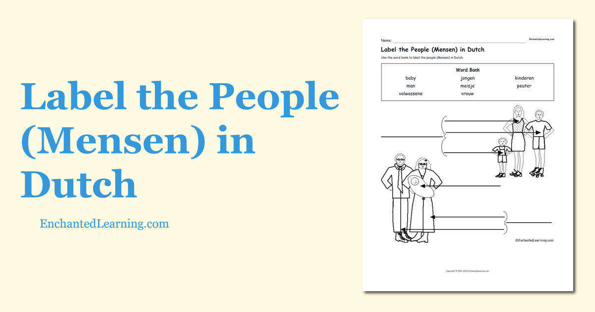 Label the People (Mensen) in Dutch - Enchanted Learning