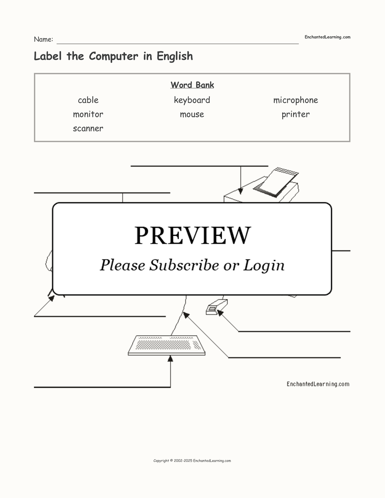 Label The Computer In English Enchanted Learning