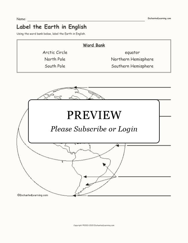 Label the Earth in English - Enchanted Learning