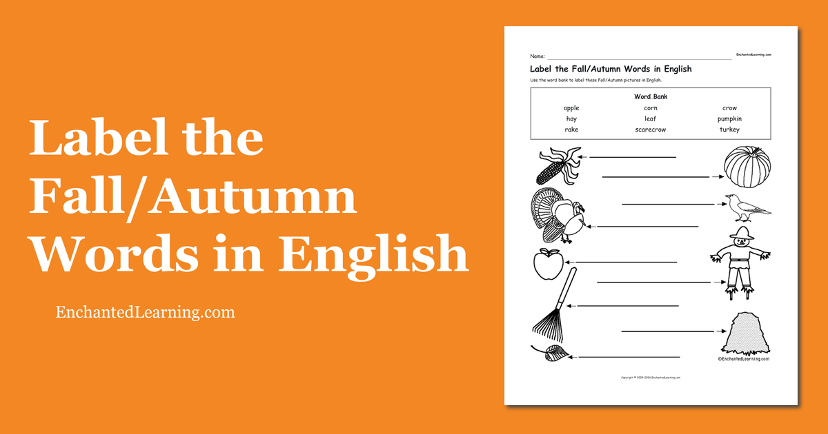 Label the Fall/Autumn Words in English - Enchanted Learning