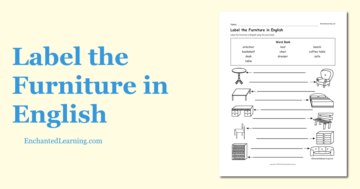 Label the Furniture in English - Enchanted Learning