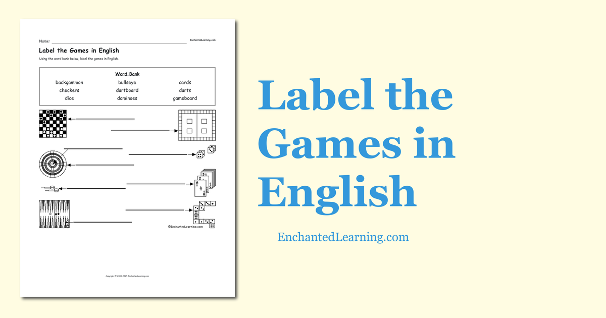 Label the Games in English - Enchanted Learning
