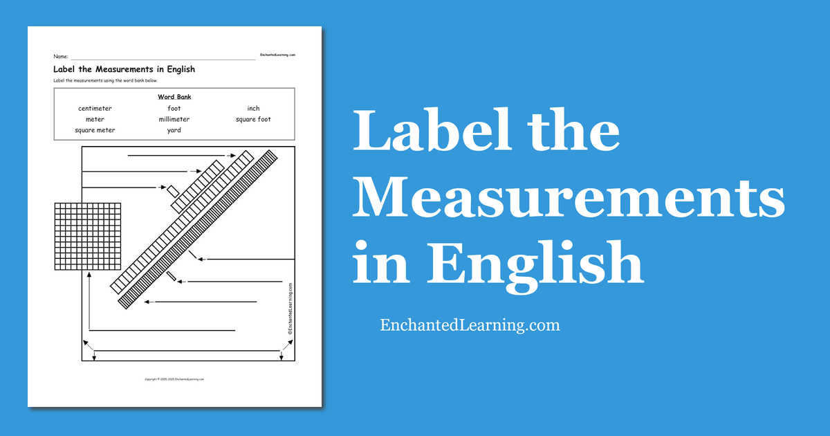 Label the Measurements in English - Enchanted Learning