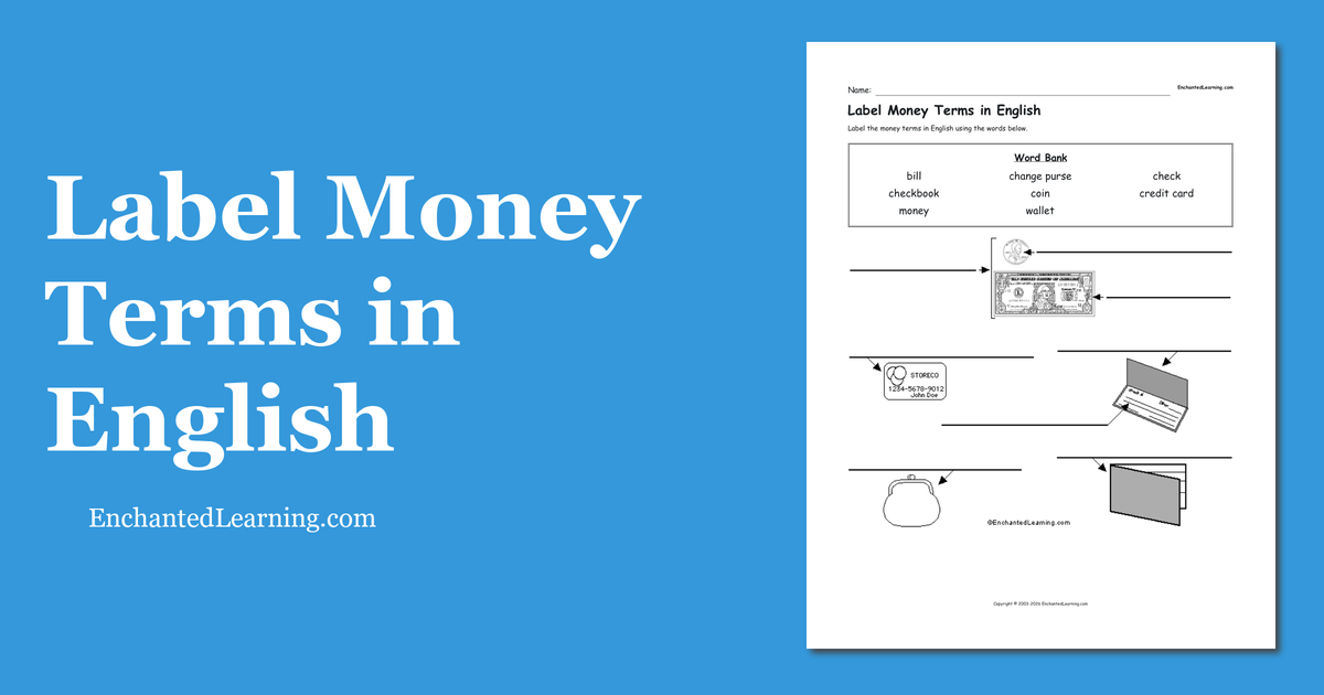 Label Money Terms in English - Enchanted Learning