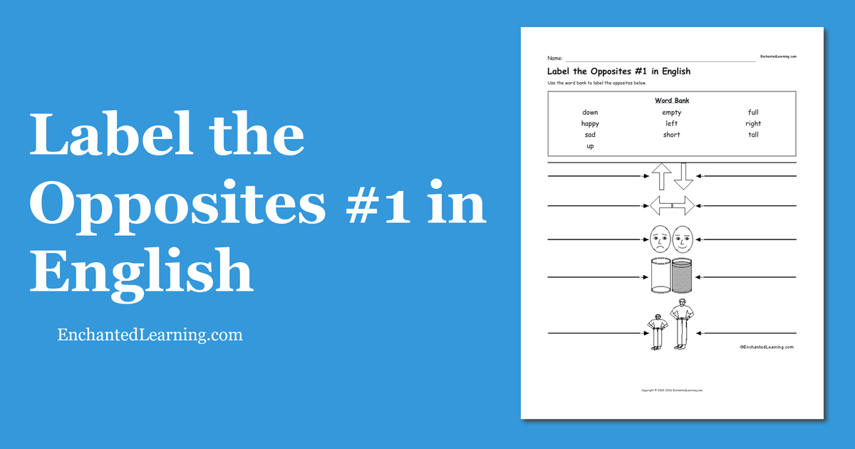 Label the Opposites #1 in English - Enchanted Learning
