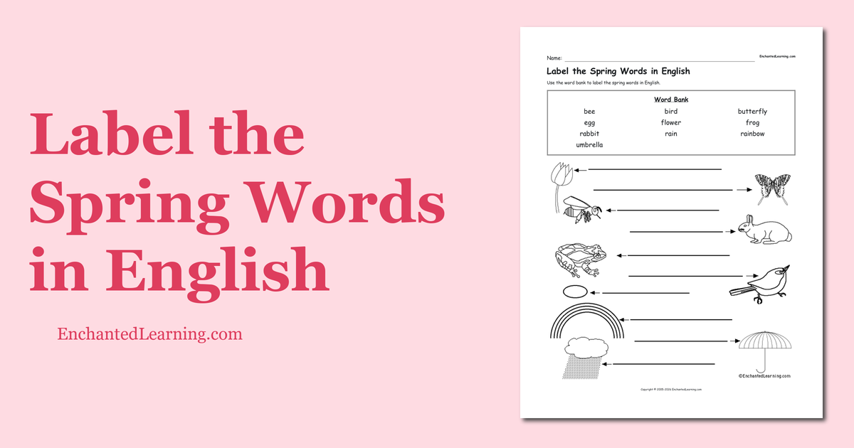 Label the Spring Words in English - Enchanted Learning