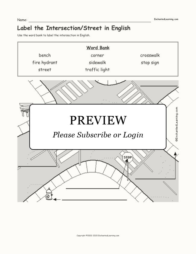 Label the Intersection/Street in English - Enchanted Learning