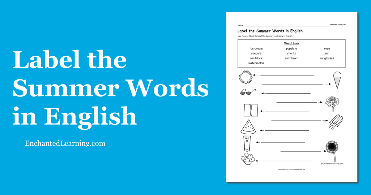 Label the Summer Words in English - Enchanted Learning