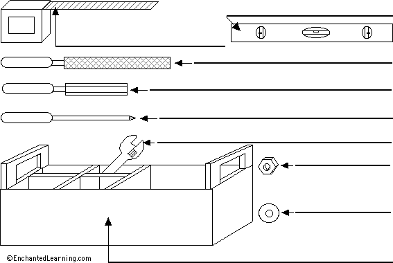 Label the Tools in English Printout #2 - EnchantedLearning.com