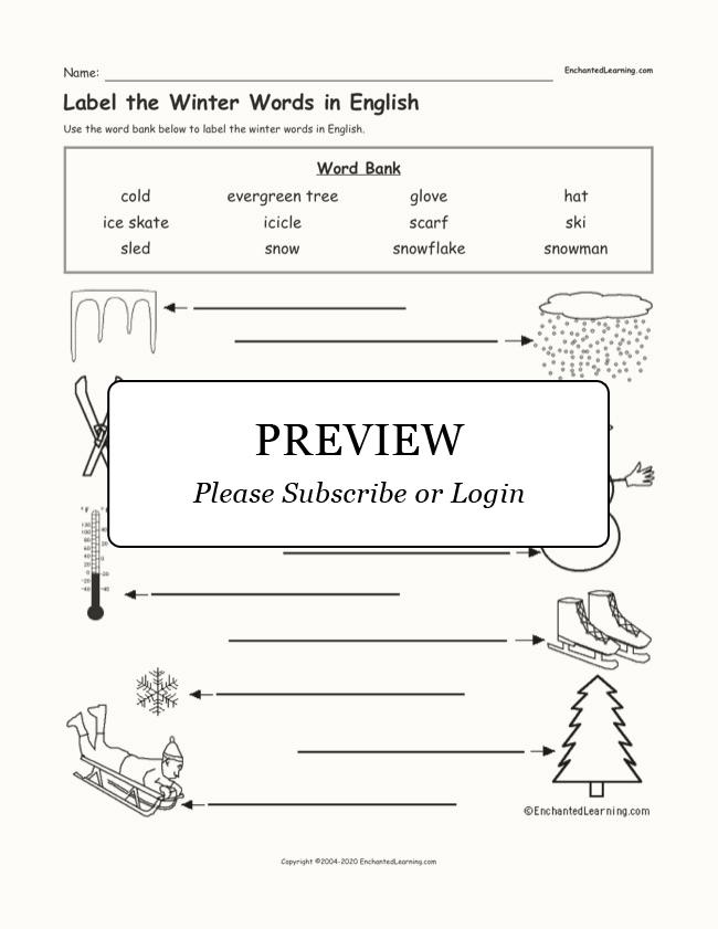 Label the Winter Words in English - Enchanted Learning