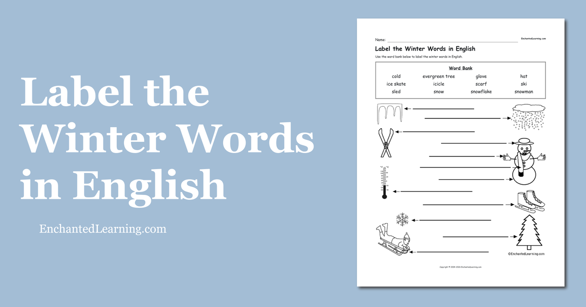 Label the Winter Words in English - Enchanted Learning