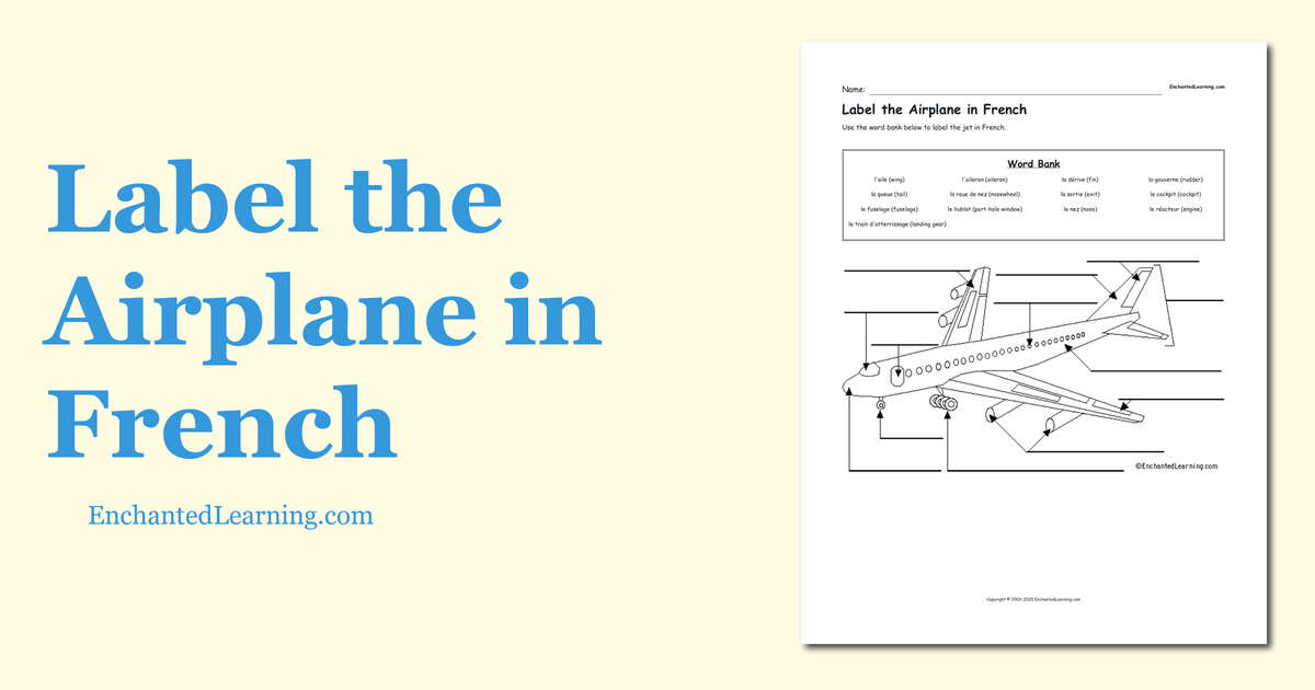 Label the Airplane in French - Enchanted Learning