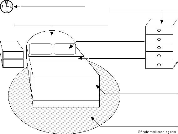 Label the Bedroom "La Chambre" in French Printout - EnchantedLearning.com