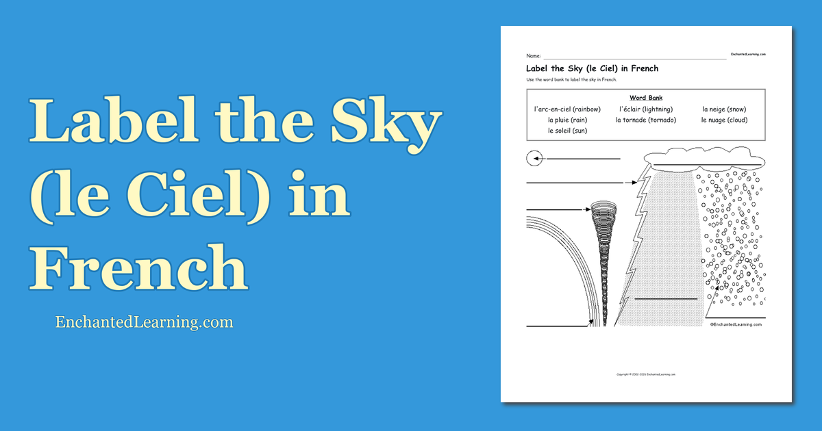 Label the Sky (le Ciel) in French - Enchanted Learning