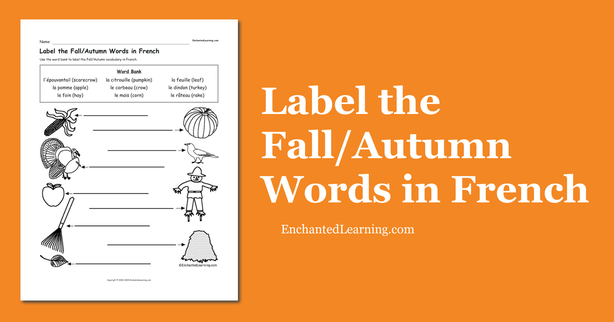 Label the Fall/Autumn Words in French - Enchanted Learning