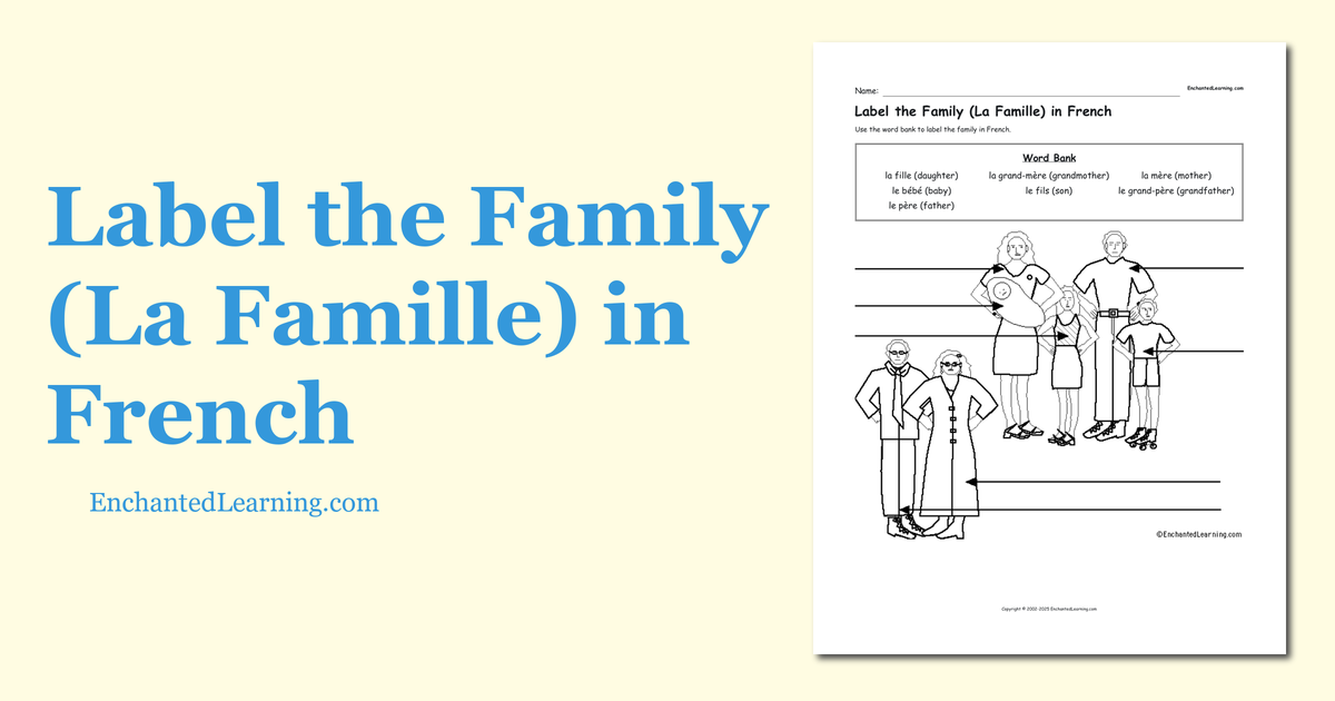 Label the Family (La Famille) in French - Enchanted Learning