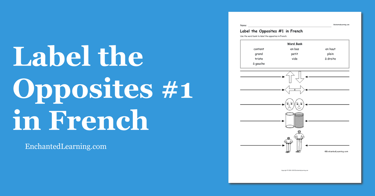 Label the Opposites #1 in French - Enchanted Learning
