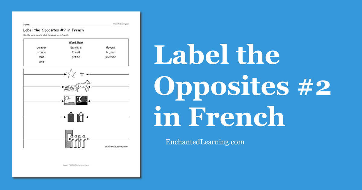 Label the Opposites #2 in French - Enchanted Learning
