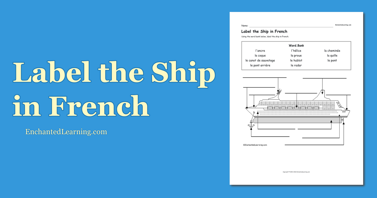 Label the Ship in French - Enchanted Learning