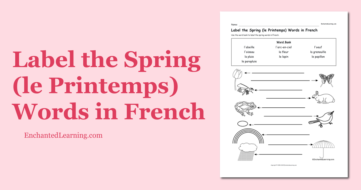 Label the Spring (le Printemps) Words in French - Enchanted Learning