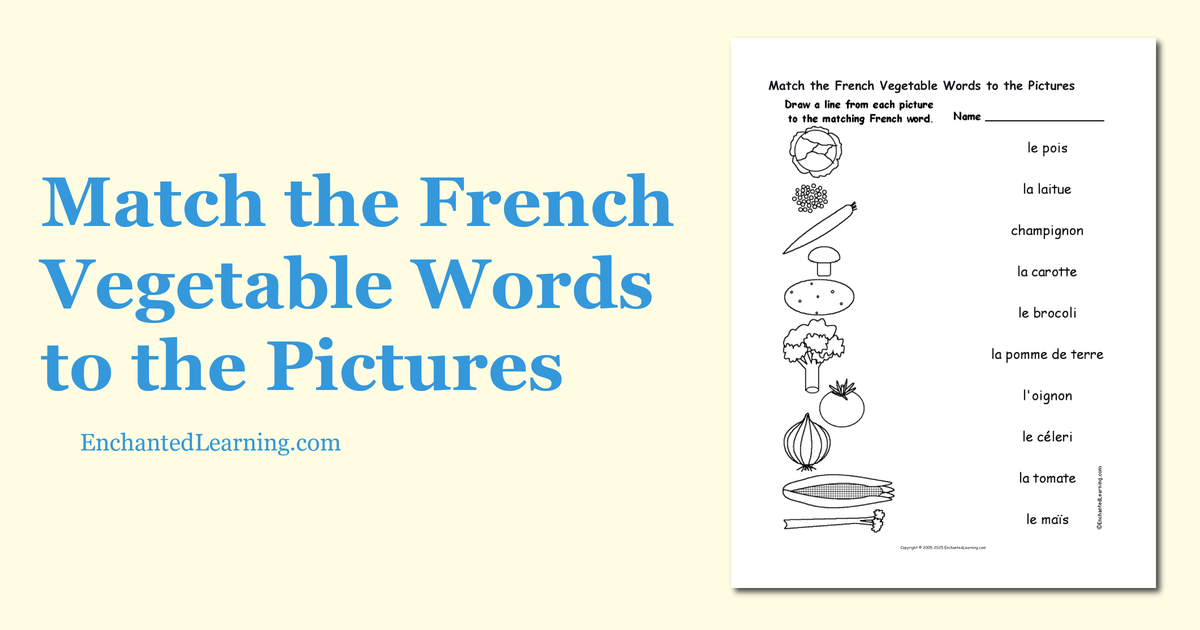 Match the French Vegetable Words to the Pictures - Enchanted Learning