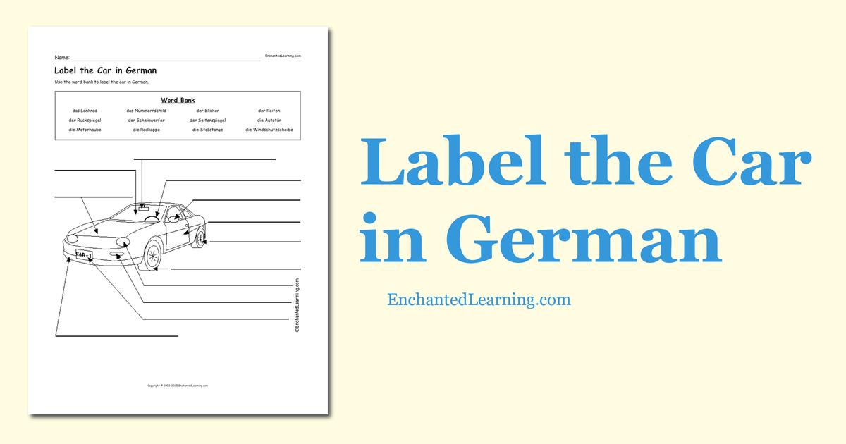 Label the Car in German - Enchanted Learning