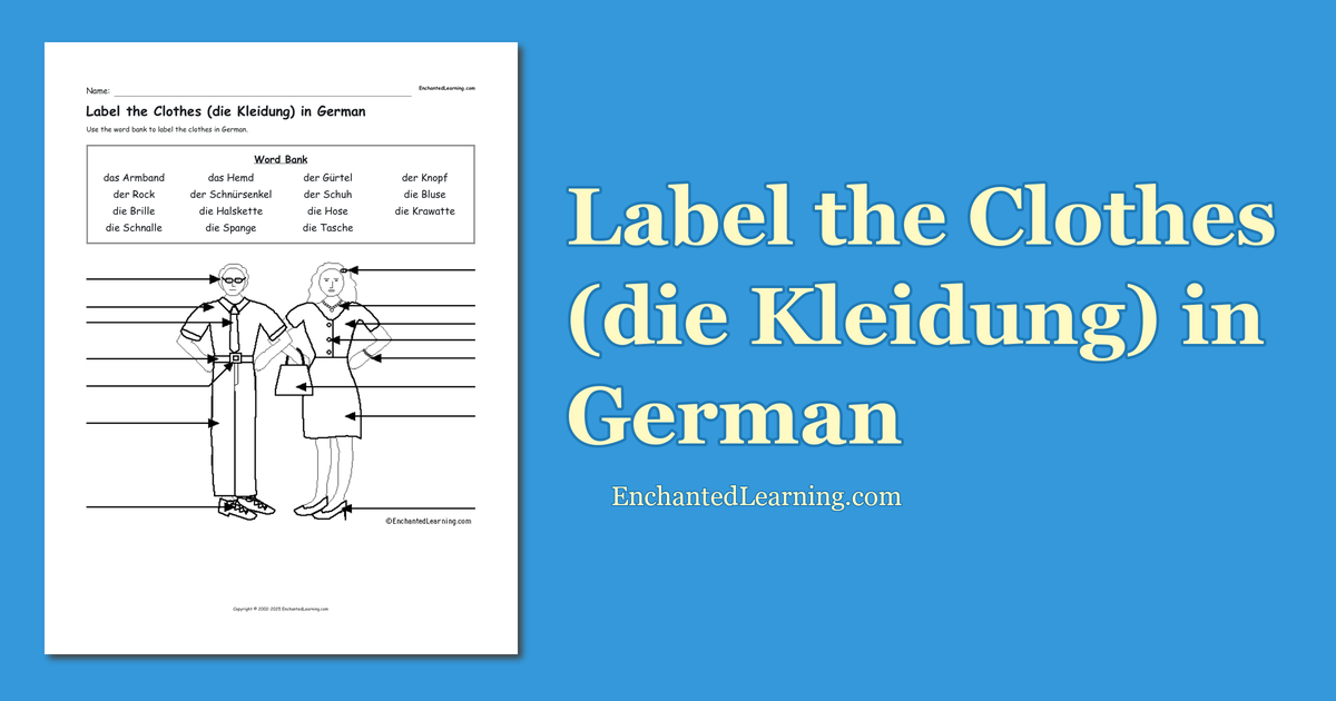 Label the Clothes (die Kleidung) in German - Enchanted Learning