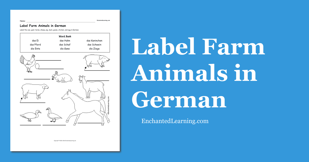 Label Farm Animals in German - Enchanted Learning