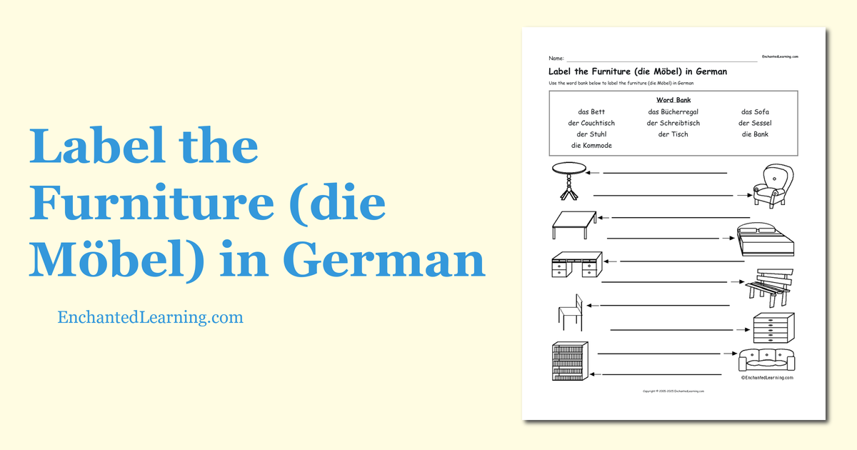 Label the Furniture (die Möbel) in German - Enchanted Learning