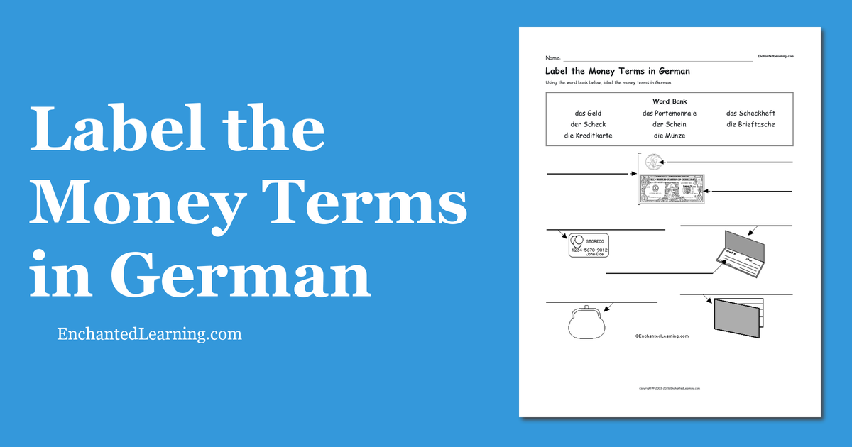 Label the Money Terms in German - Enchanted Learning