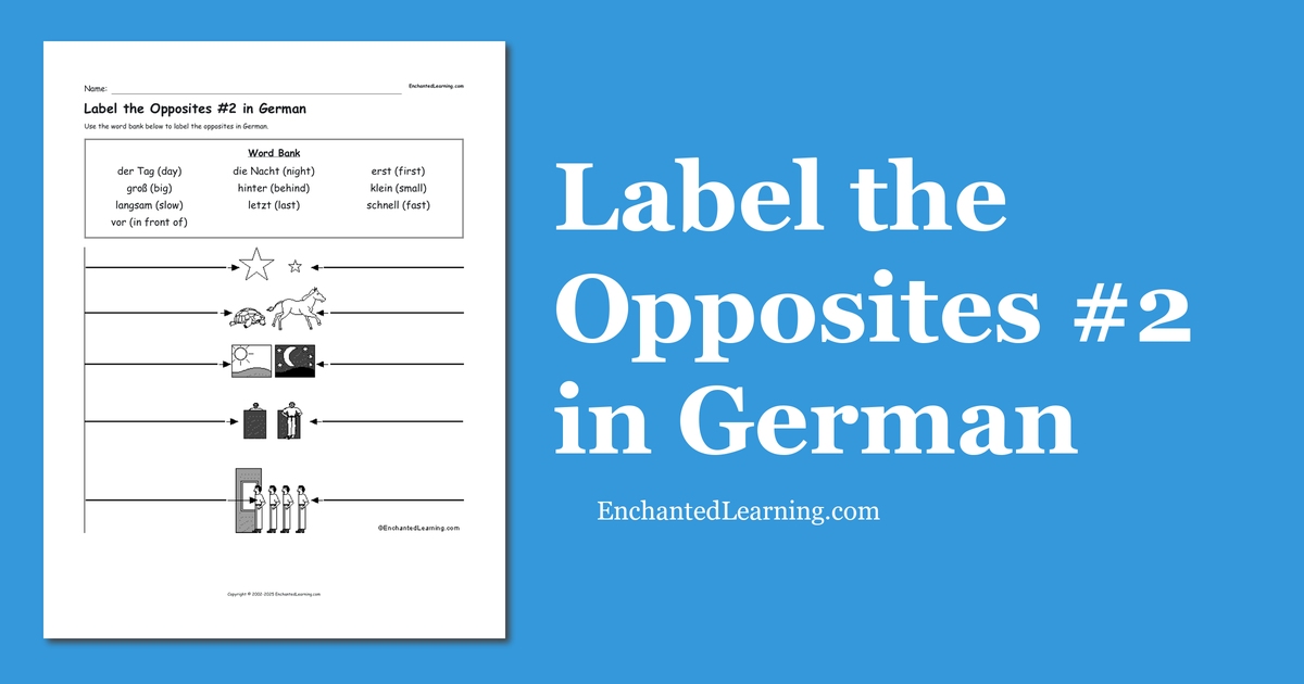 Label the Opposites #2 in German - Enchanted Learning