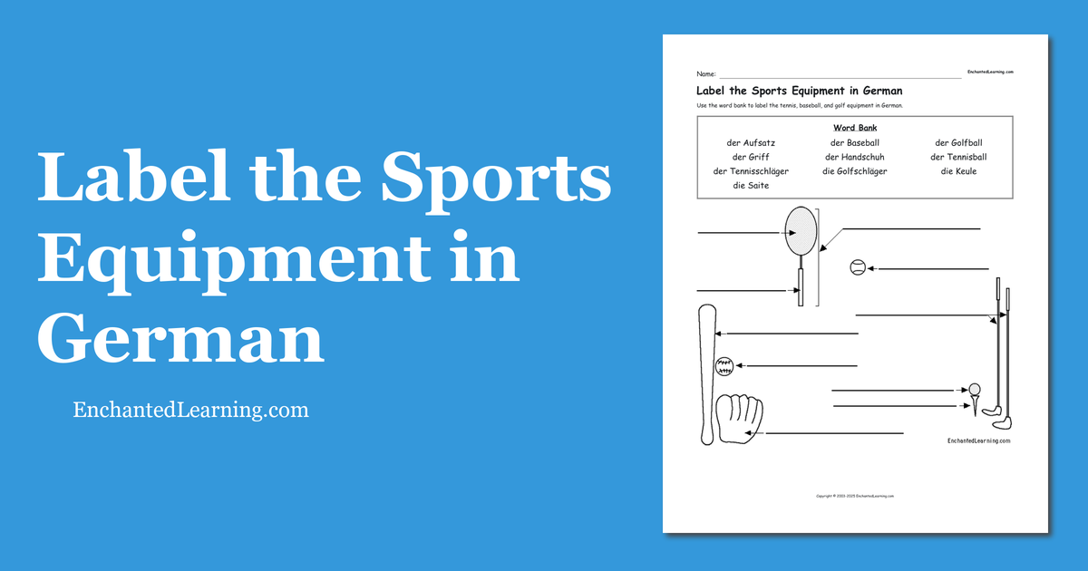 Label the Sports Equipment in German - Enchanted Learning