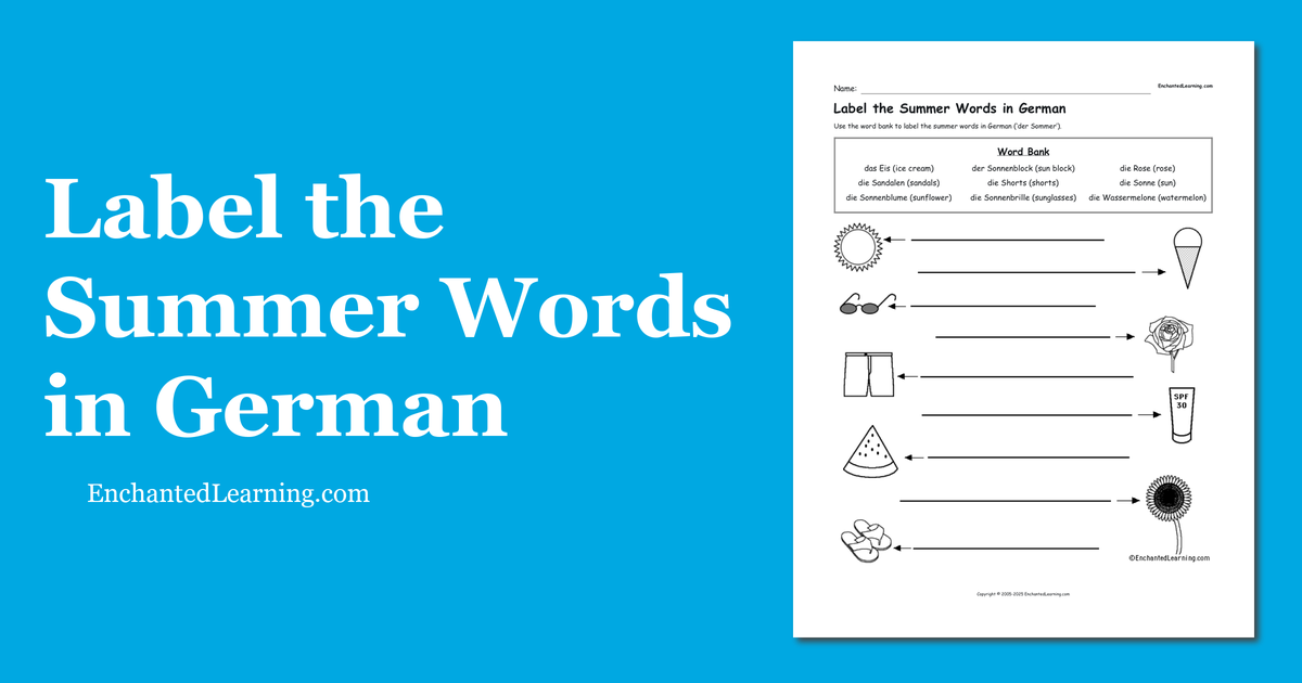 Label the Summer Words in German - Enchanted Learning