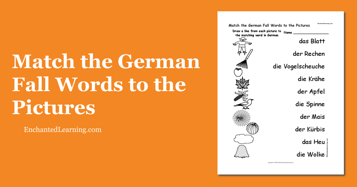Match the German Fall Words to the Pictures - Enchanted Learning