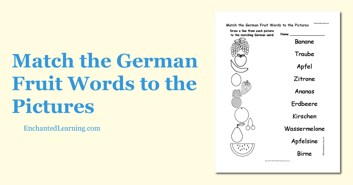 Match the German Fruit Words to the Pictures - Enchanted Learning