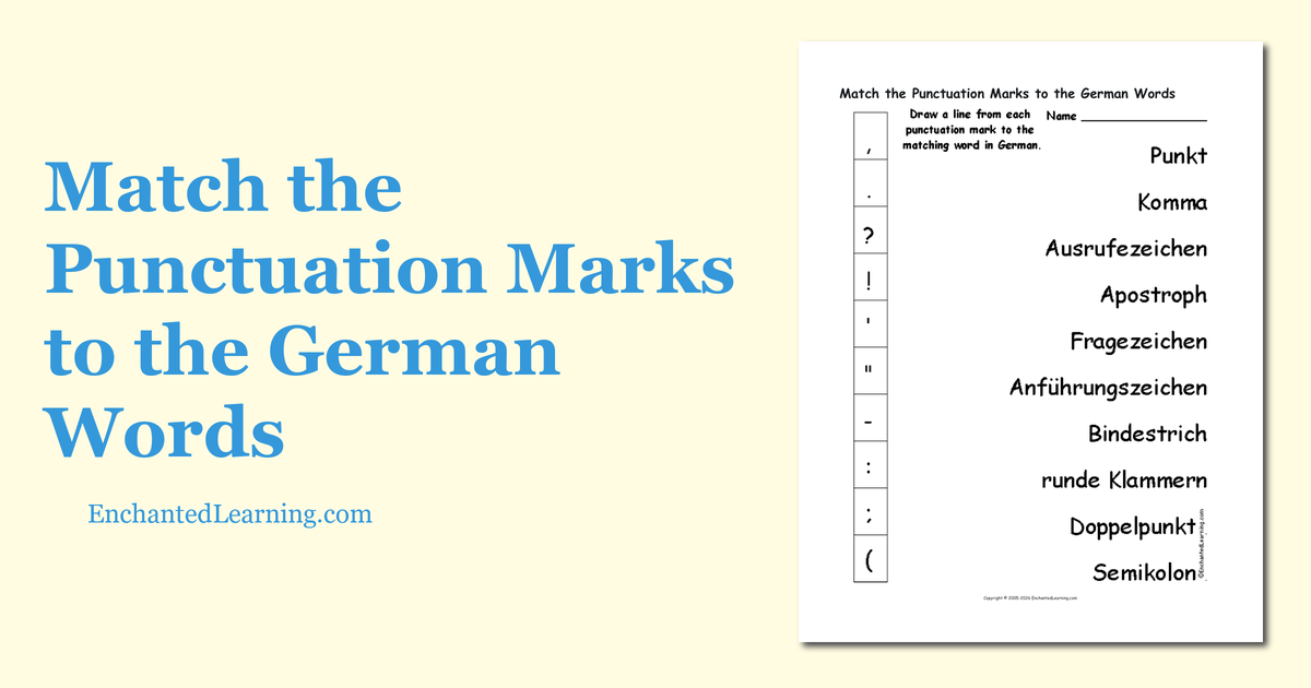 Match the Punctuation Marks to the German Words - Enchanted Learning